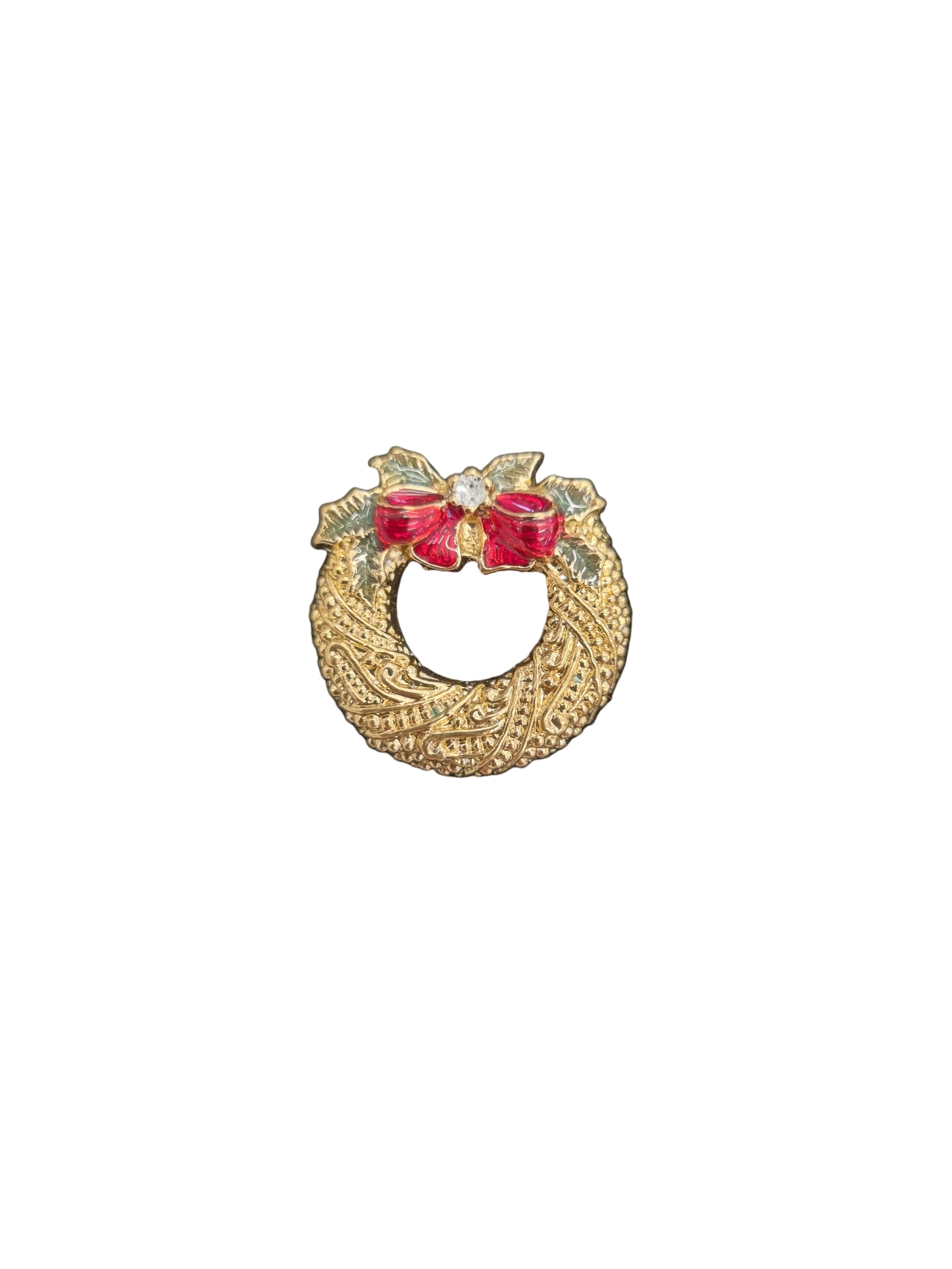 Gold Wreath with Red Bow | Pins – Edelglas